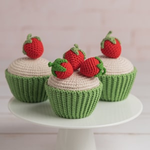 Crochet Strawberry Muffin Pattern, Crochet Food Pattern for Play ...