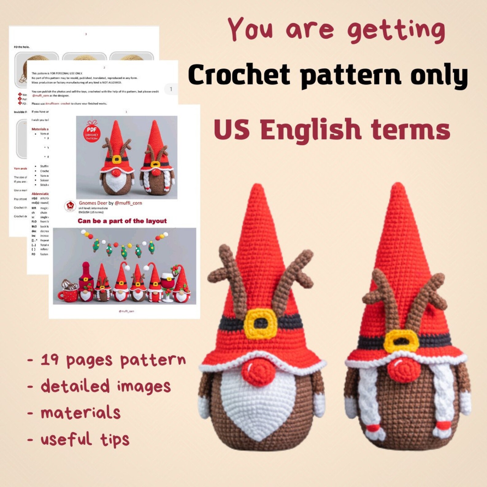 Christmas Crochet Patterns Reindeer Gnomes Christmas Gnomes - Etsy