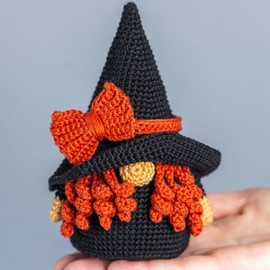 Halloween Crochet Patterns Gnome Witch With Broom and Crochet Pumpkin ...