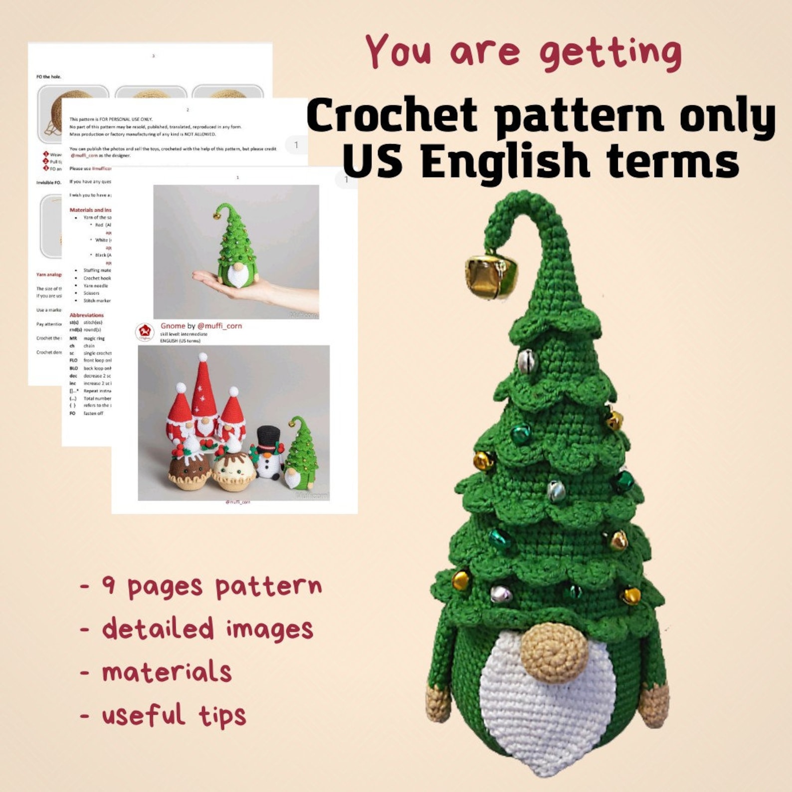 Crochet Patterns Christmas Tree Gnome Christmas Amigurumi - Etsy