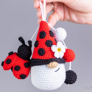 Crochet Ladybug Keychain Pattern, Crochet Patterns Gnome and Ladybug ...