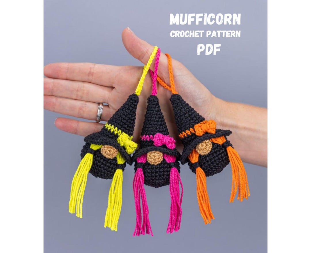 Halloween Crochet Pattern Witch Keychains, Crochet Halloween Gnome ...