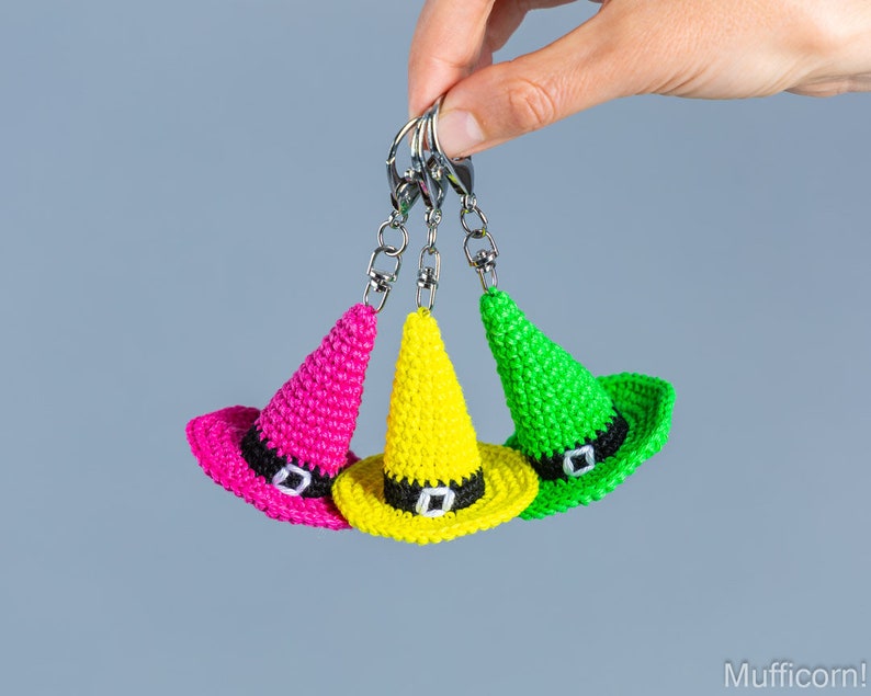 Halloween Crochet Pattern Witch Hat Keychain, Crochet Witch Hat Pattern ...