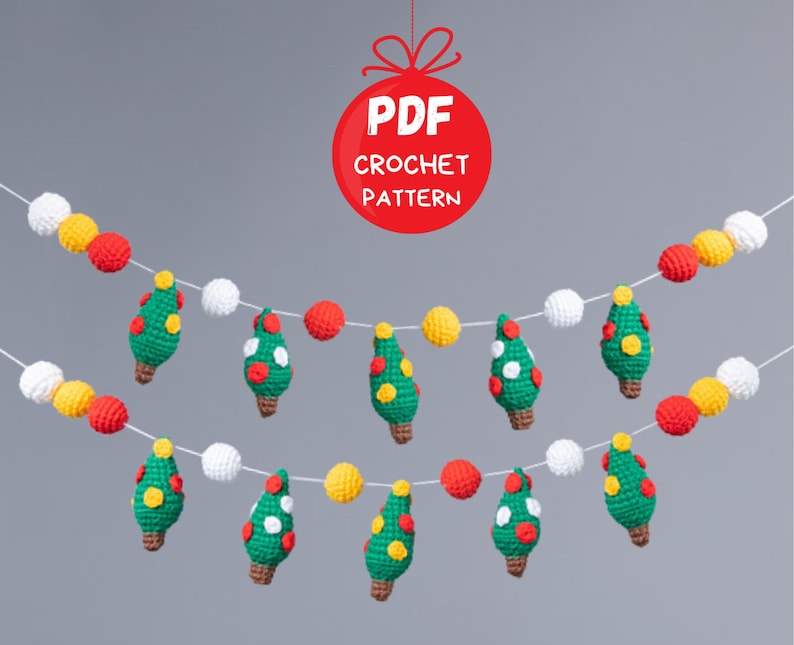 Crochet Christmas Garland Pattern, Christmas Amigurumi Pattern, Crochet ...