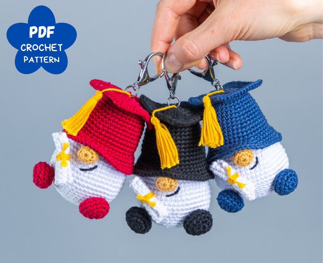 Crochet Patterns Graduation Gnomes, Crochet Keychain Pattern ...