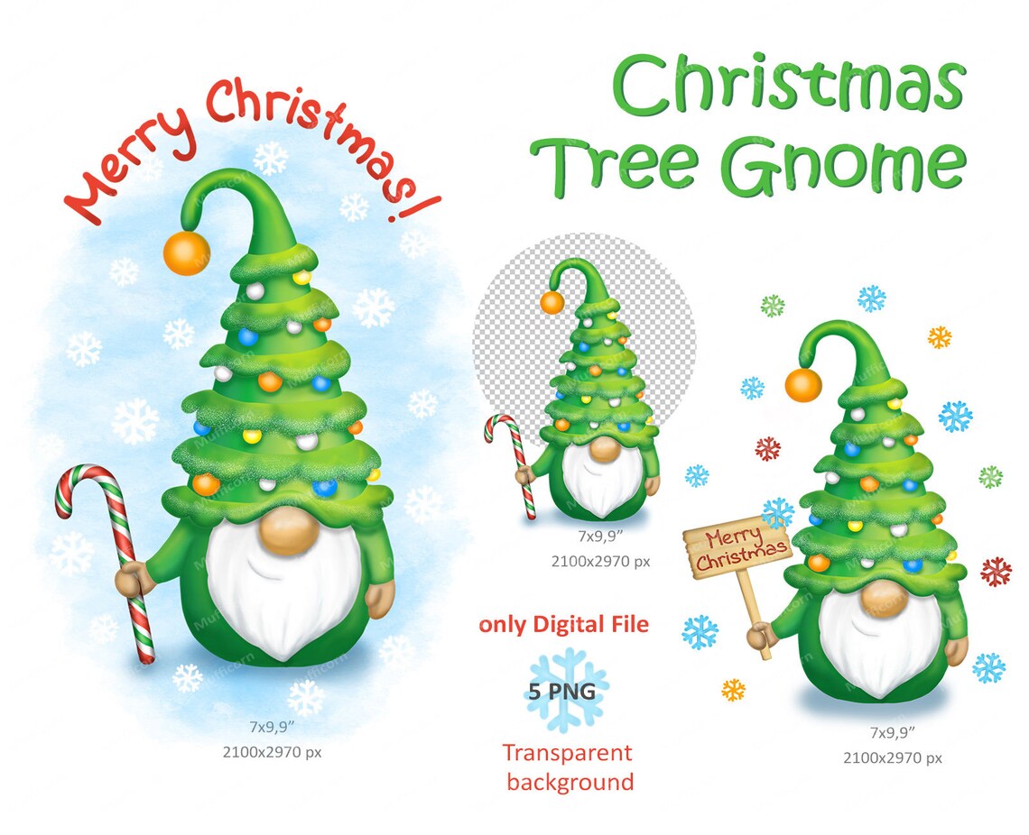Christmas Tree Gnome PNG , Gnome Clipart, Christmas Gnome PNG, Holiday ...