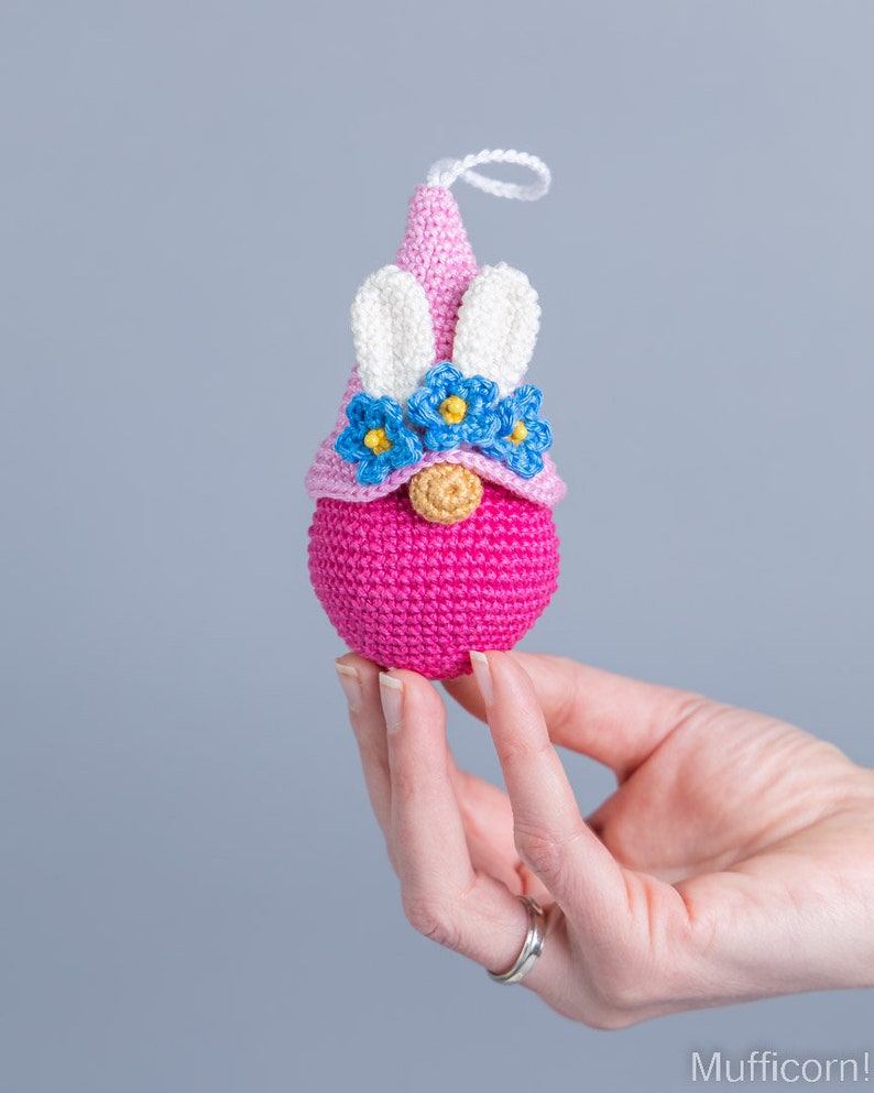 Crochet Patterns Easter Bunny Keychain With Crochet Flowers - Etsy