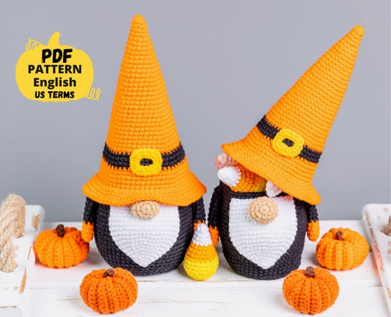 Halloween Crochet Patterns Gnome Pumpkin Halloween Gnome - Etsy