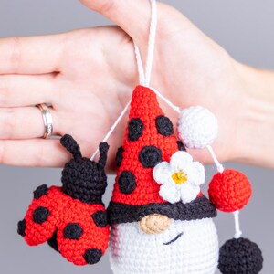 Crochet Ladybug Keychain Pattern, Crochet Patterns Gnome and Ladybug ...