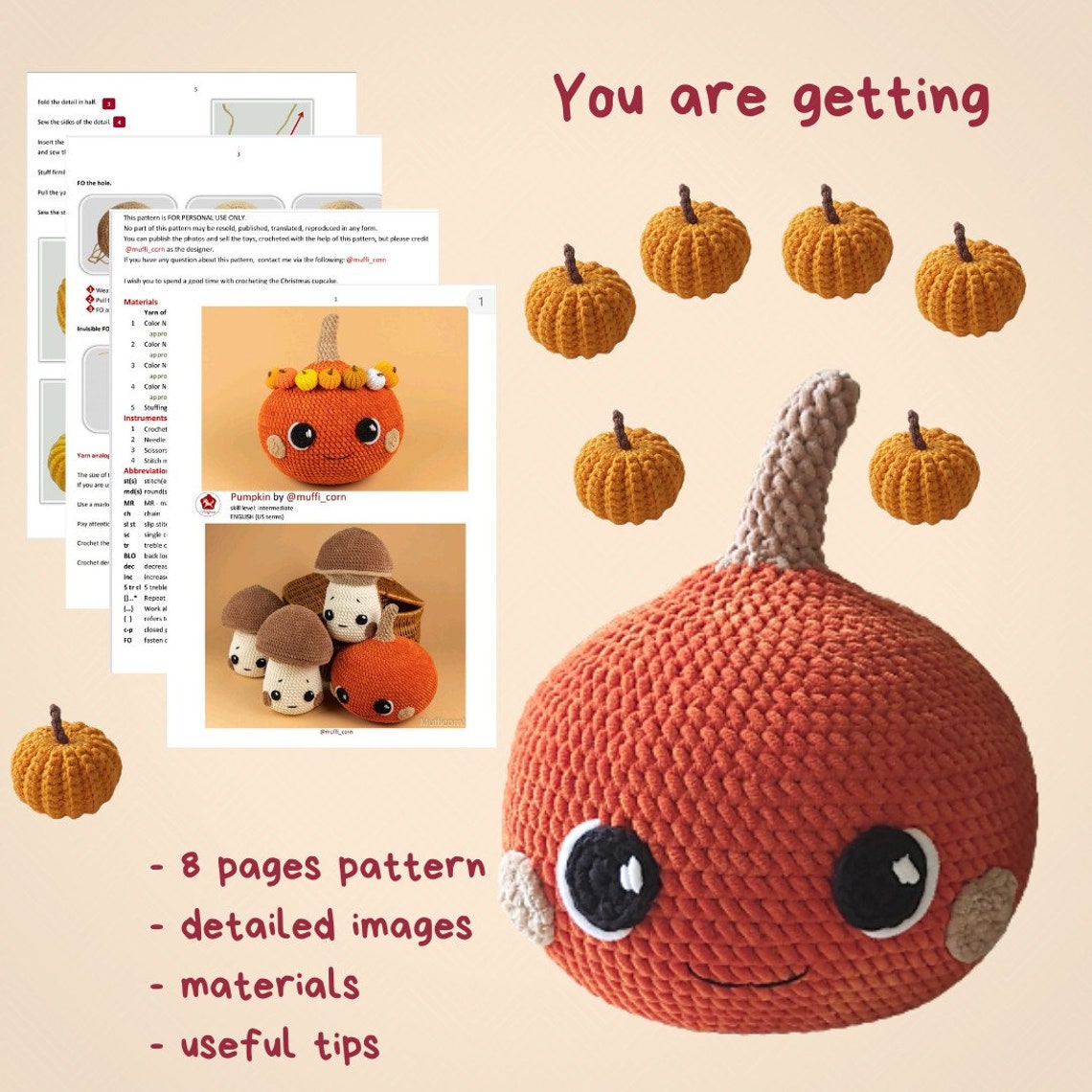 Crochet Pattern Pumpkin Plush Amigurumi Pumpkin Pattern - Etsy