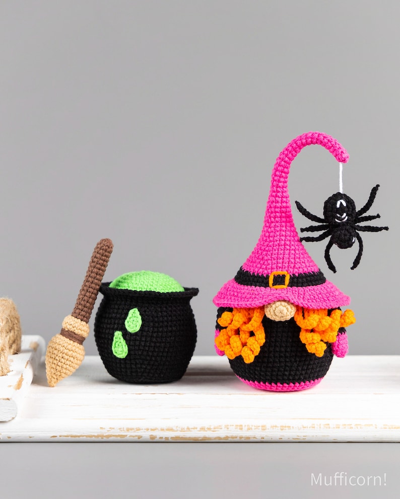 Halloween Crochet Gnome Patterns: Witch Gnome Witch Broom and - Etsy