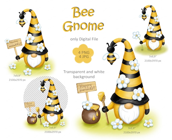 Bee Gnome PNG Gnome Clipart Honey Bee Clip Art Bee Gnome - Etsy Australia
