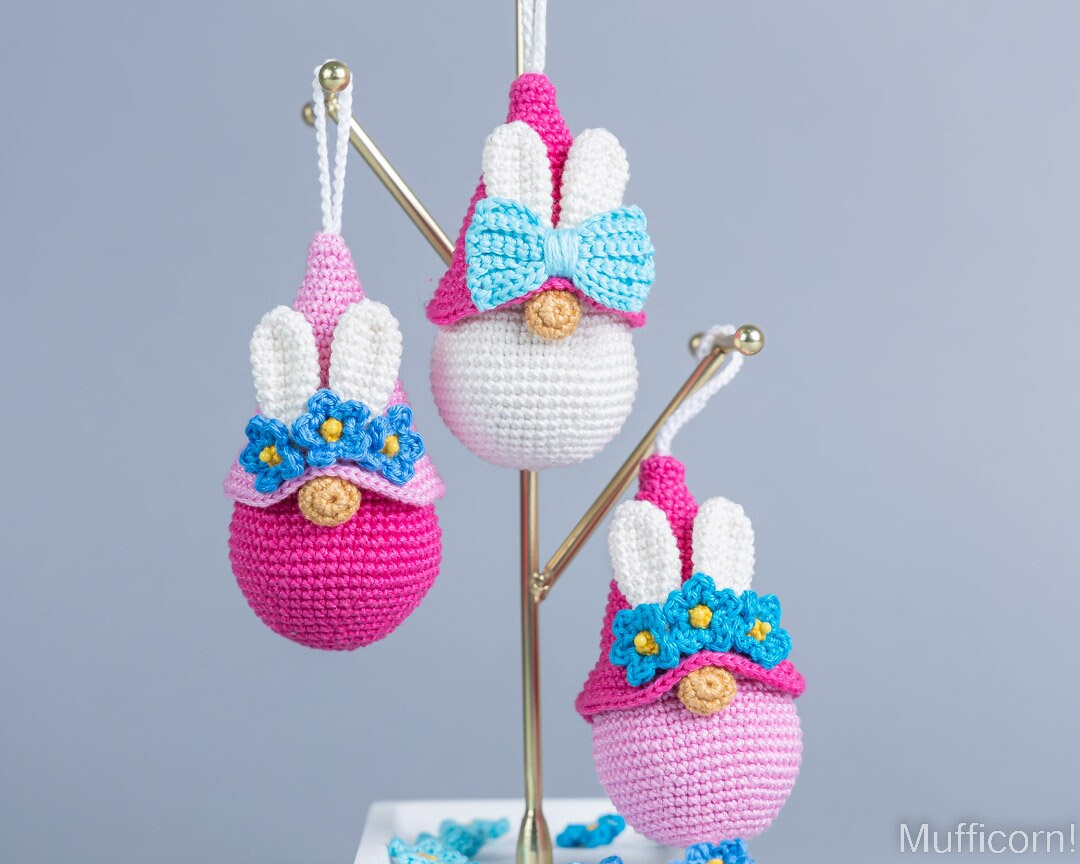 Crochet Patterns Easter Bunny Keychain With Crochet Flowers - Etsy Canada