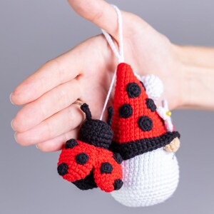 Crochet Ladybug Keychain Pattern, Crochet Patterns Gnome and Ladybug ...