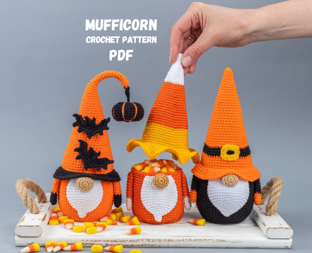 Crochet Patterns Halloween Gnome Bundle With Bat and Pumpkin, Halloween ...