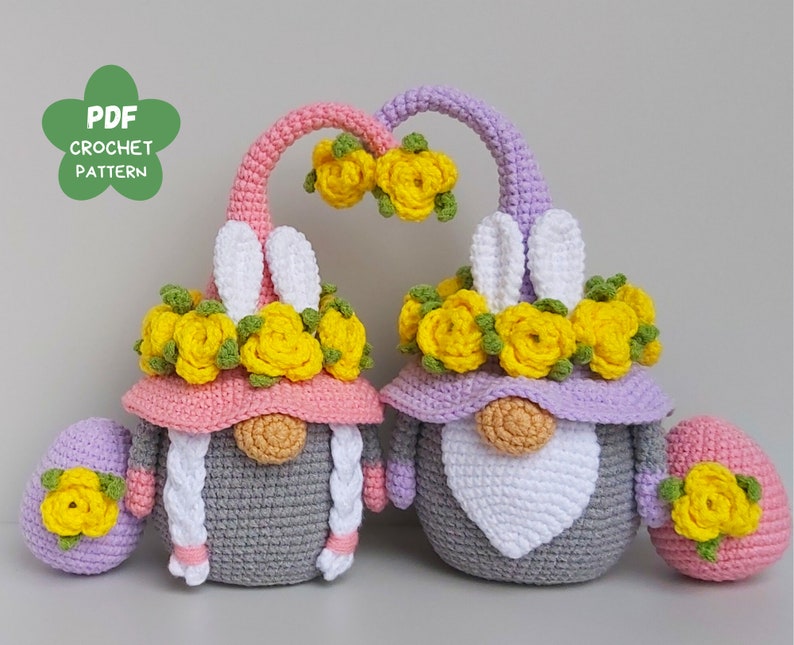 Crochet Patterns Easter Bunny With Crochet Flowers Crochet - Etsy