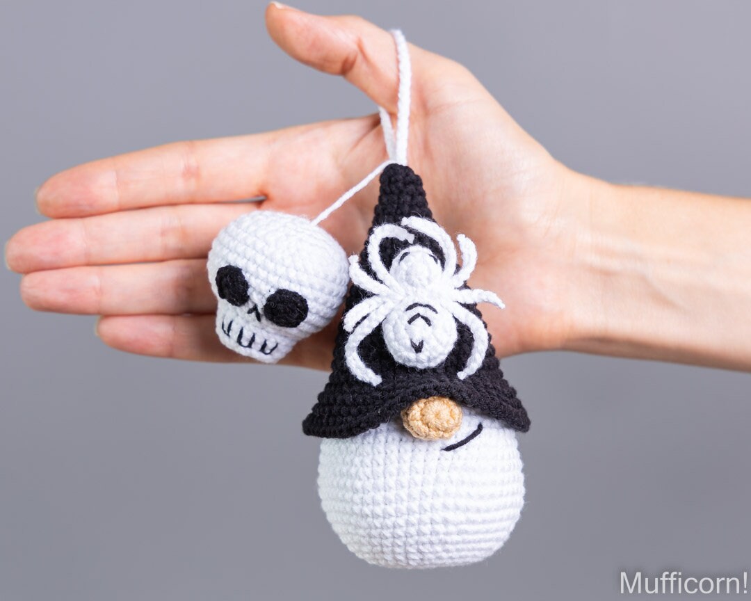 Halloween Crochet Keychain Pattern Gnome With Skull Ans - Etsy