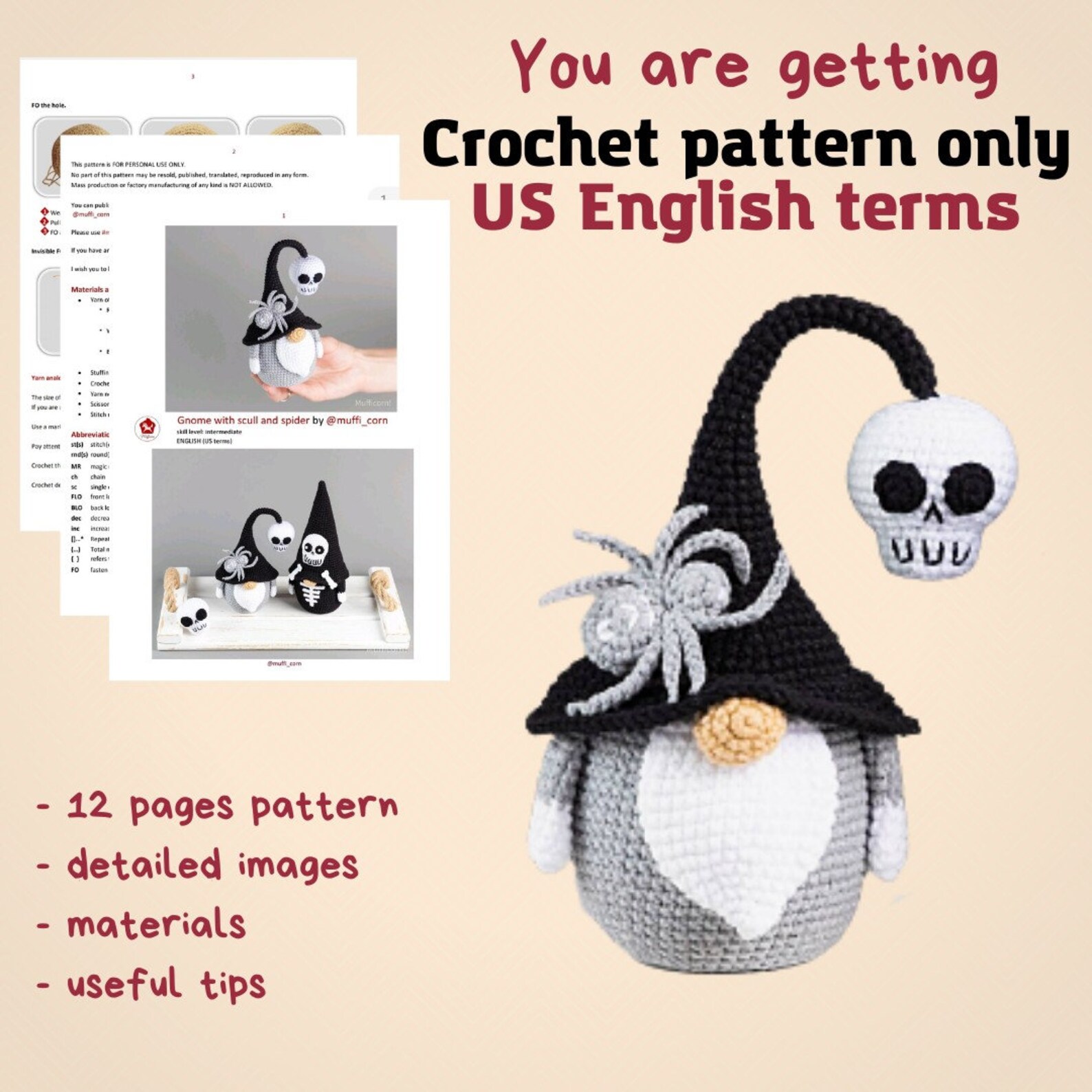 Halloween Crochet Patterns Gnome and Spider Halloween Gnome - Etsy