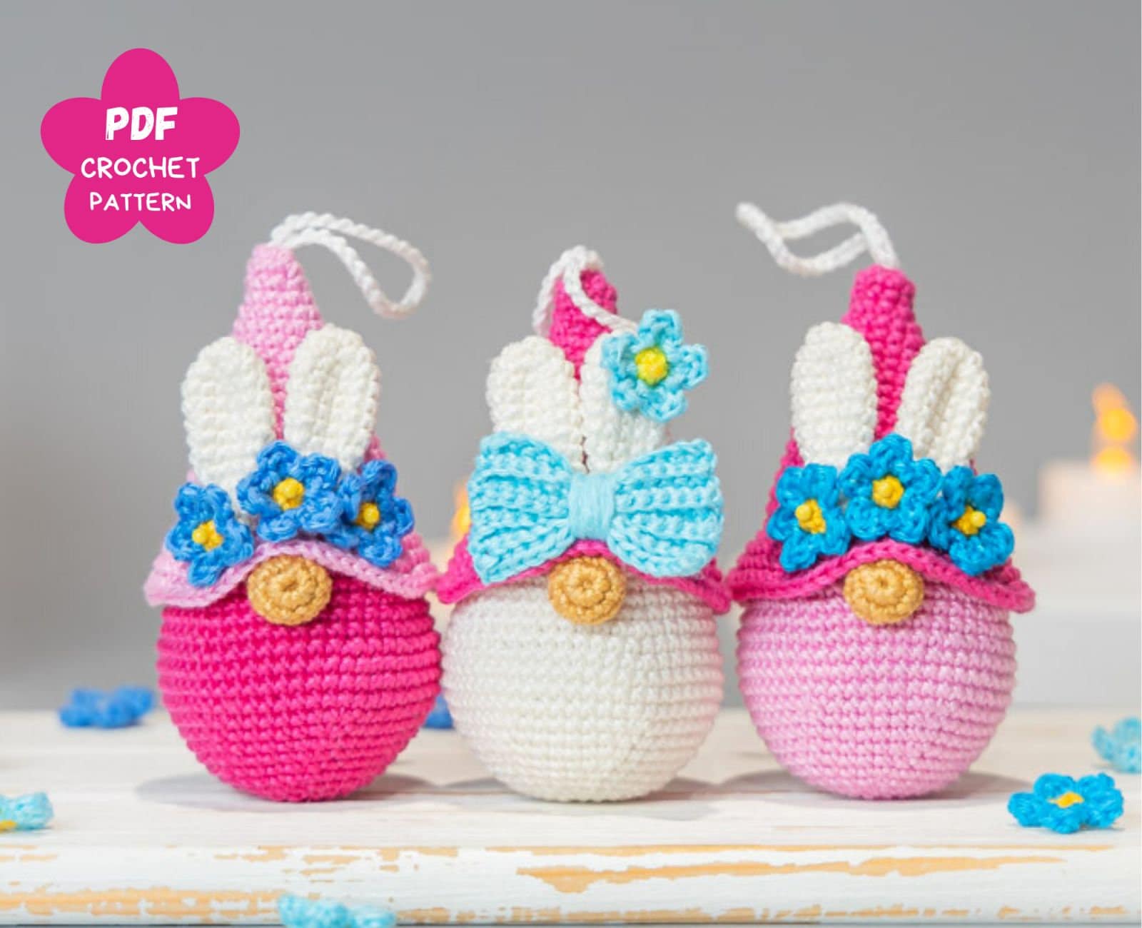 Crochet Patterns Easter Bunny Keychain With Crochet Flowers - Etsy Canada