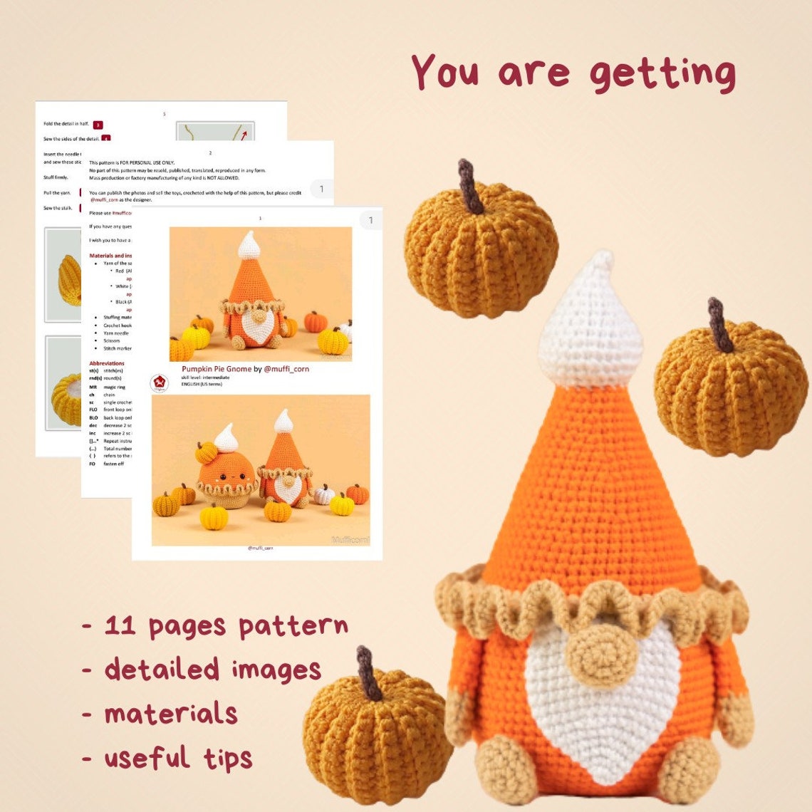 Crochet Patterns Gnome and Pumpkin Gnome Crochet Pattern - Etsy