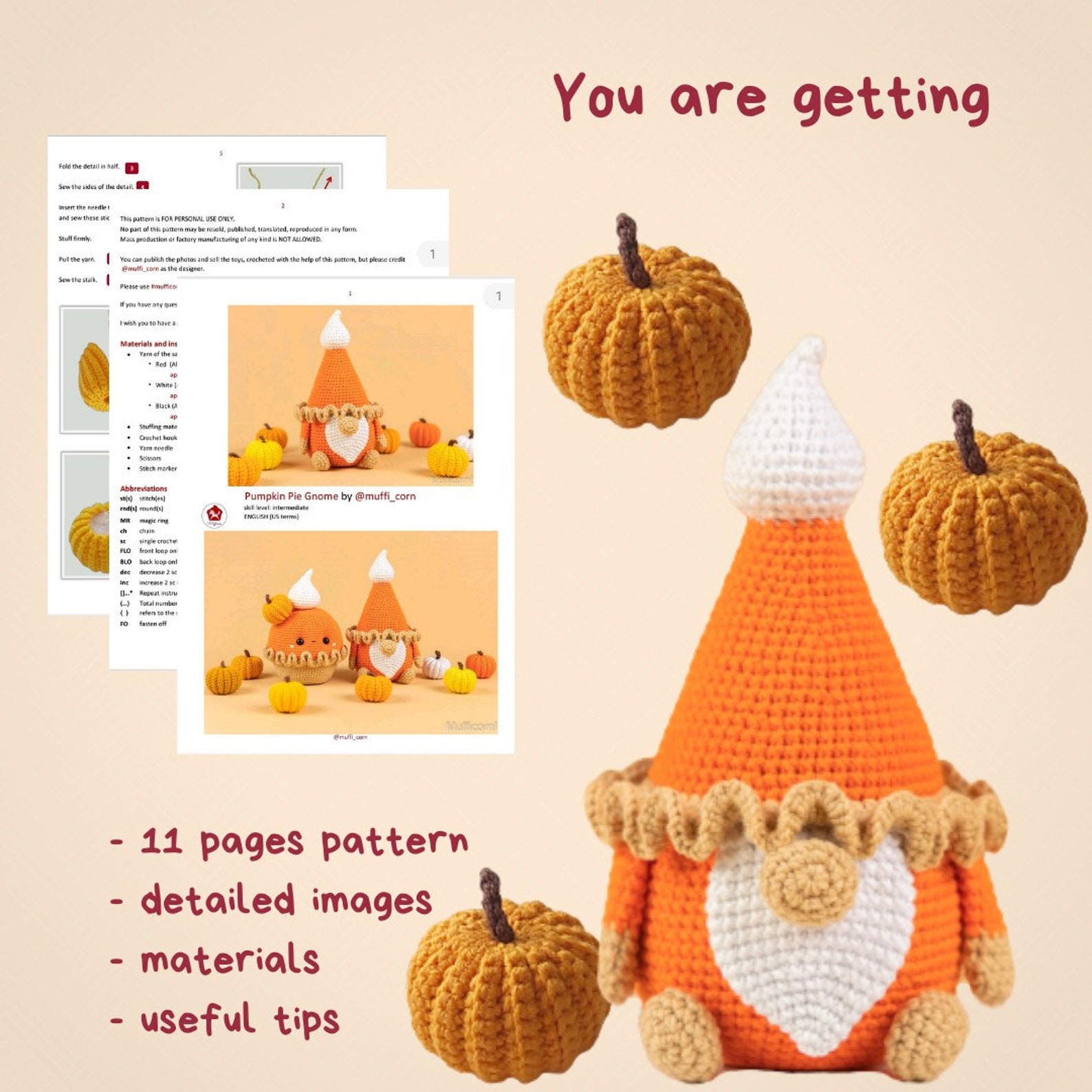 Crochet Patterns Gnome and Pumpkin Gnome Crochet Pattern - Etsy