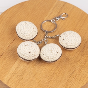 Crochet Keychain Pattern With Macaron, Crochet Food Pattern for Keyring ...