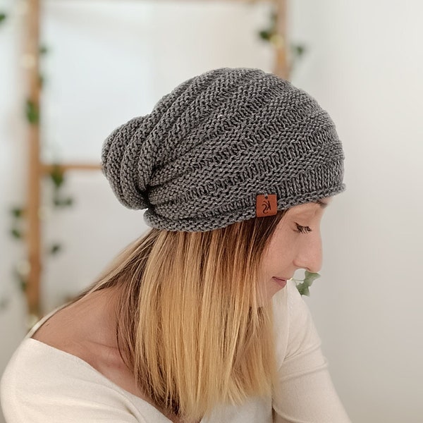 Grey Knit Hat - Etsy