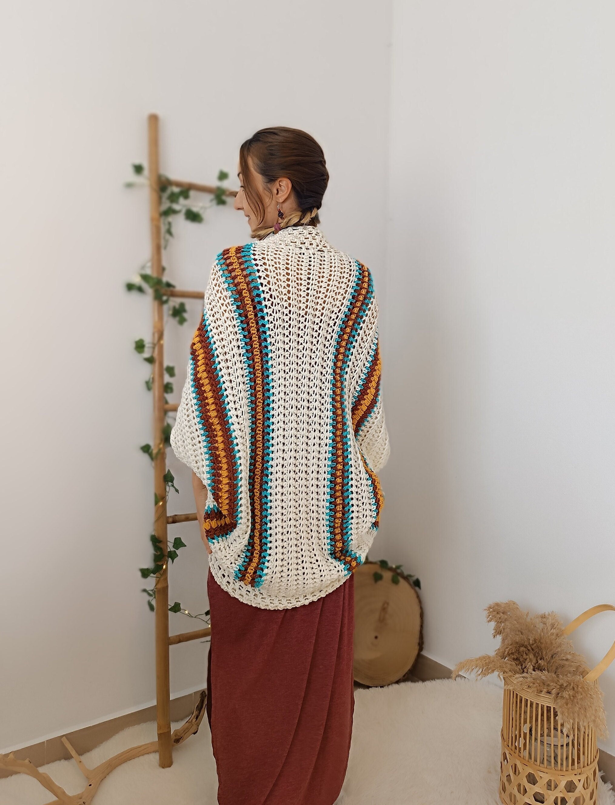 Ivory Crochet Cardigan, Cocoon Shrug, Batwing Cardigan, Bohemian ...