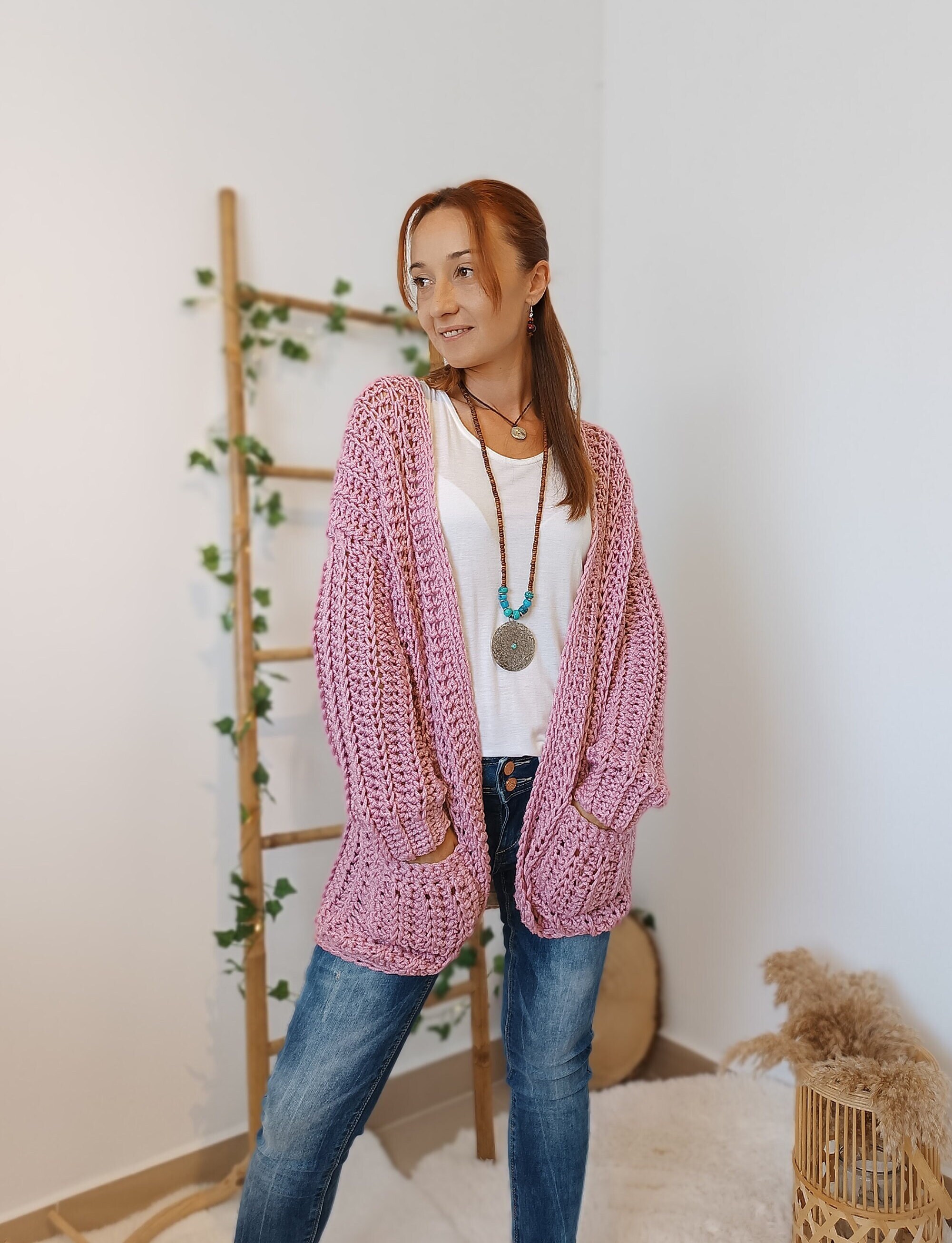 Rose Crochet Cardigan, Crochet Cardigan for Spring, Knit Boho Shrug ...