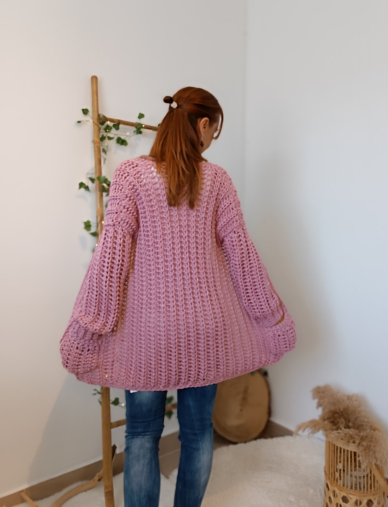 Rose Crochet Cardigan, Crochet Cardigan for Spring, Knit Boho Shrug ...