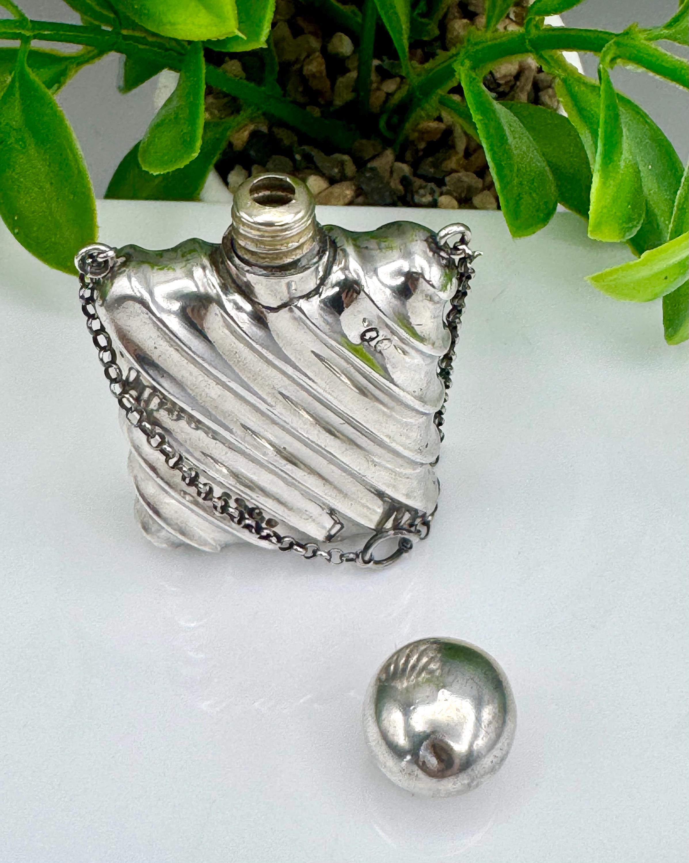 Victorian 1889 Rare Solid Sterling Silver Perfume Scent Bottle T&J ...