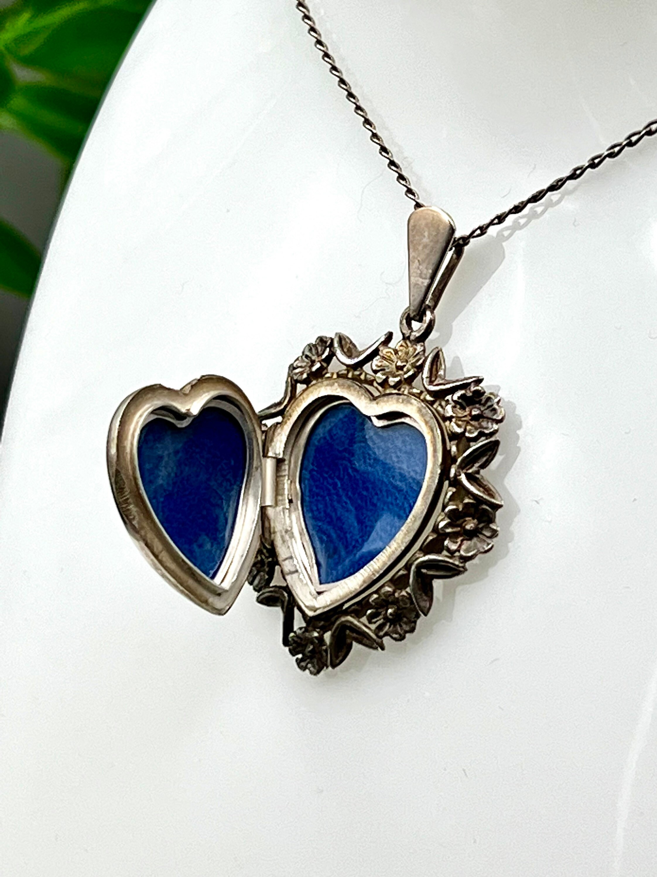 Vintage Heart Shaped Sterling Silver Locket & Chain Joseph - Etsy