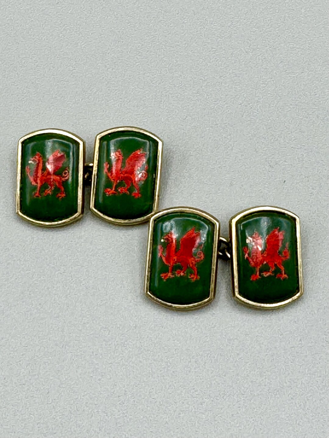 Welsh Dragon Hallmarked 1994 Solid Silver Gold Gilt & Enamel Porcelain ...