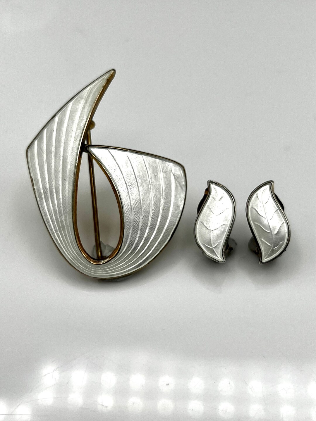 Vintage Norway Aksel Holmsen Sterling Silver White Enamel Brooch ...