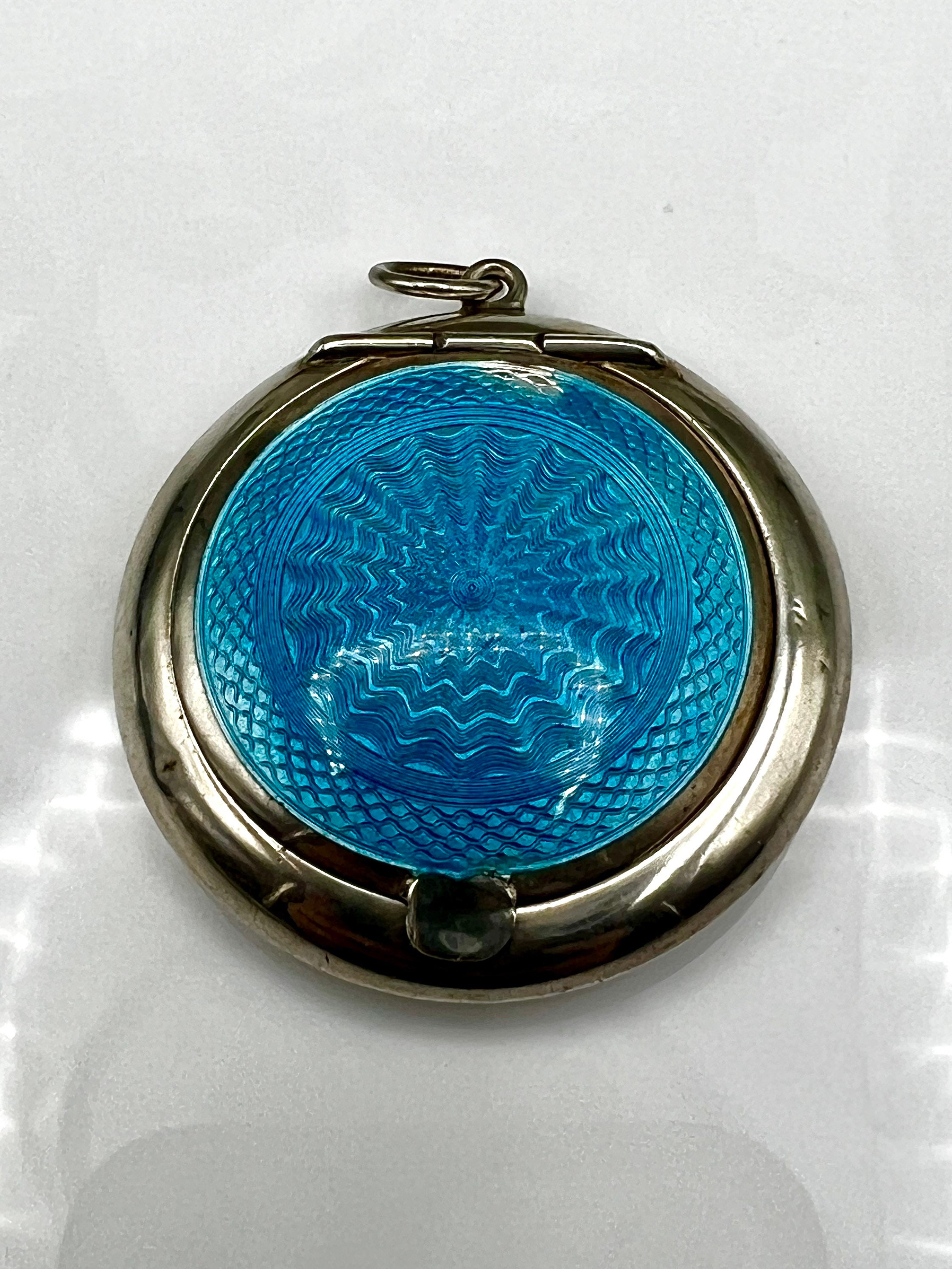 Art Deco Solid Silver and Guillcohe Enamel Chatelaine Compact - Etsy