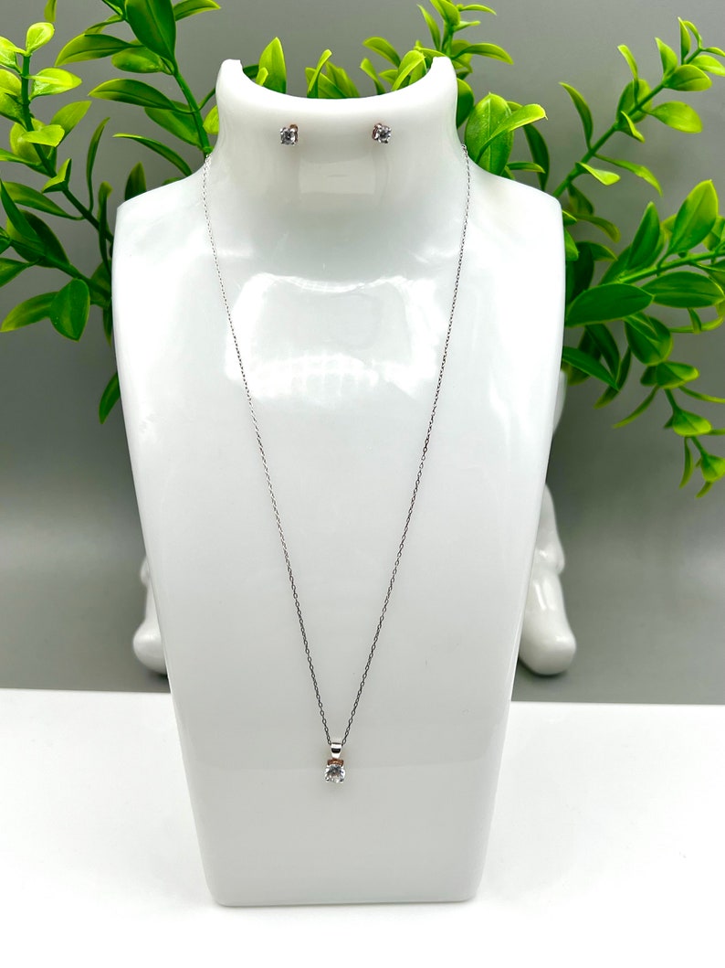 Vintage H SAMUEL Sterling Silver & Cubic Zirconia Necklace and Earrings ...