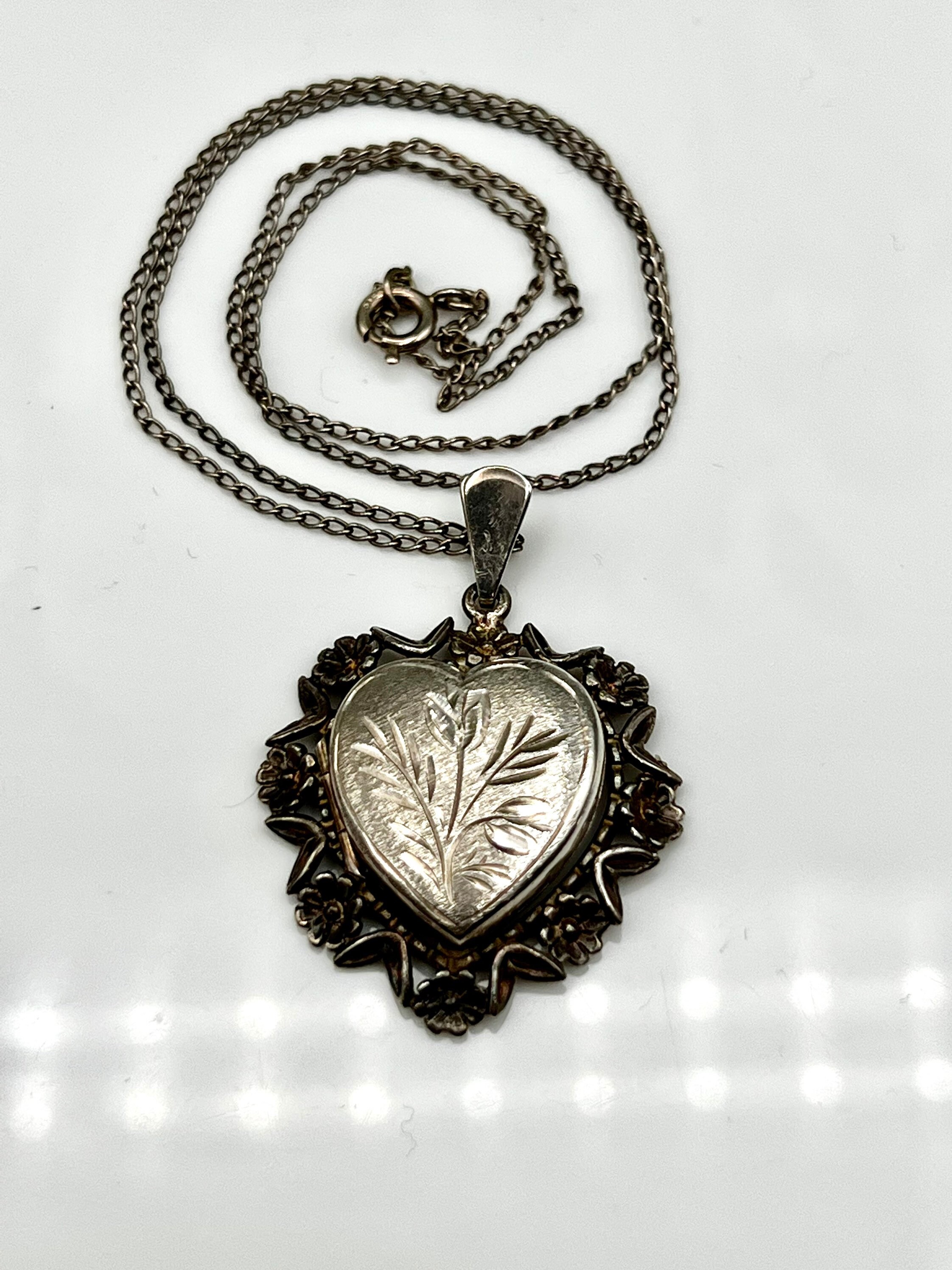 Vintage Heart Shaped Sterling Silver Locket & Chain Joseph - Etsy