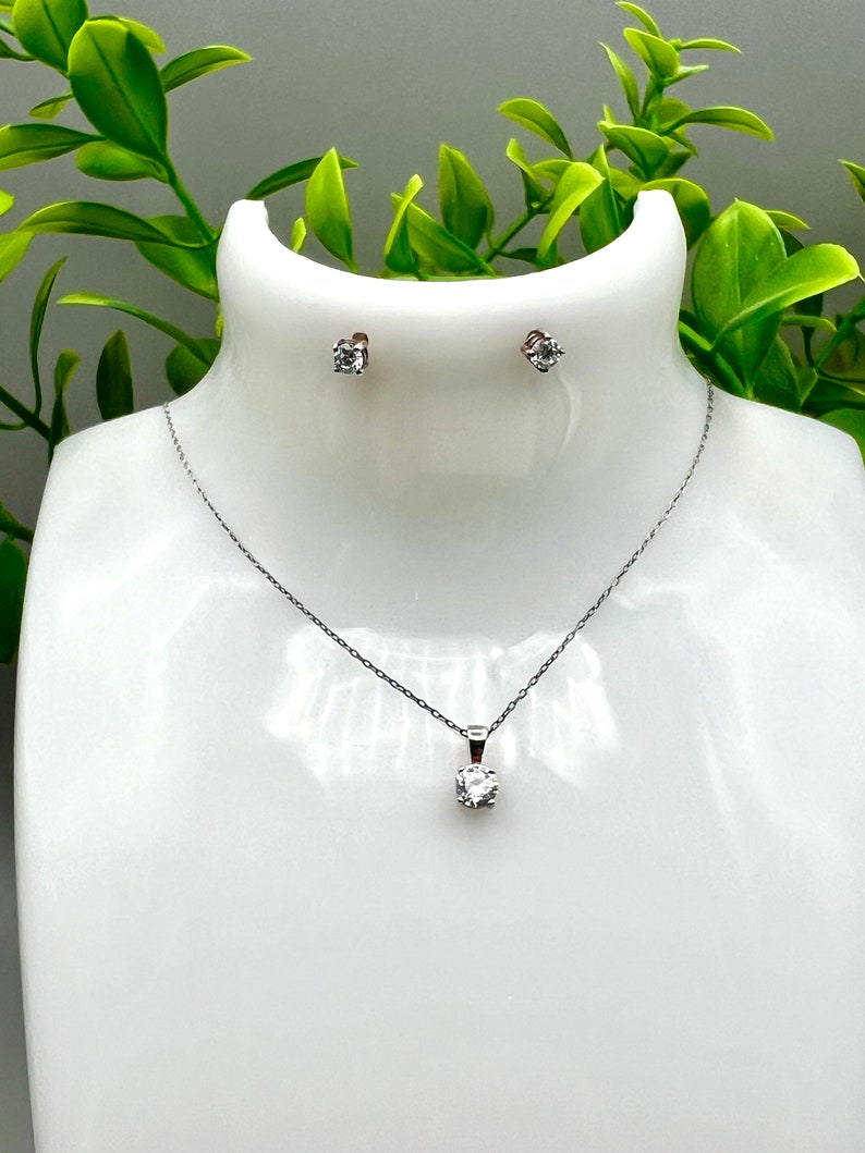 Vintage H SAMUEL Sterling Silver & Cubic Zirconia Necklace and Earrings ...
