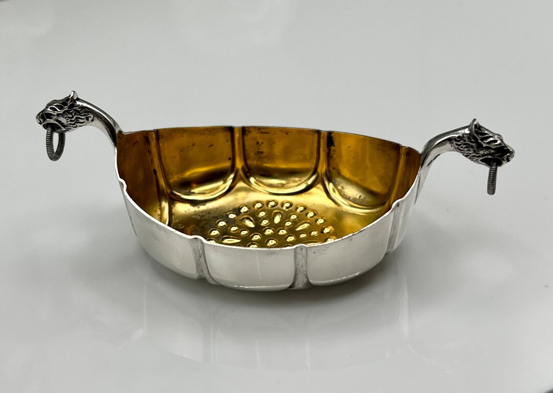 Art Deco Nordic Viking Longship Solid Silver & Gold Gilt Salt Bowl ...