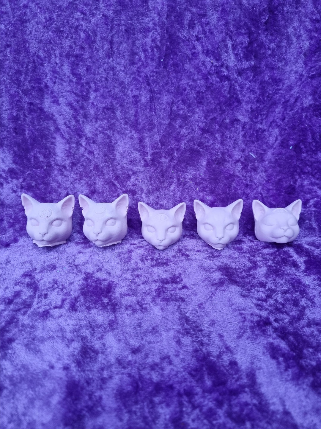 Mini Cat Head 3D Ornaments Jesmonite Set of 5 Pastel Pink - Etsy