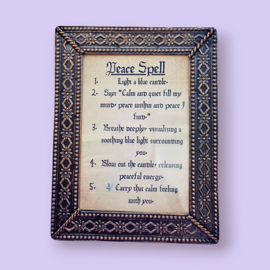 Peace Spell | Mystical Metal Spell Frame | Witchy Decor for Altar ...