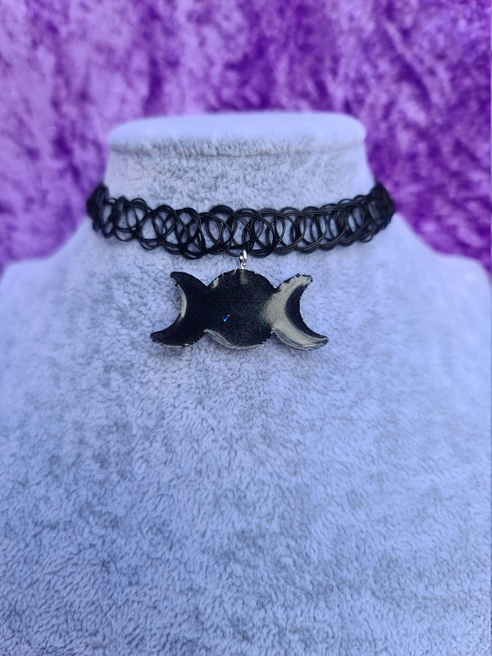 Triple Moon Resin Choker Necklace Chameleon Colour Shift Moon | Etsy