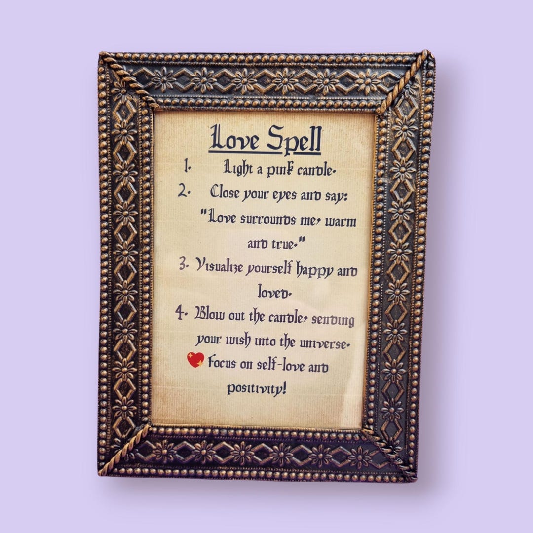 Love Spell | Mystical Metal Spell Frame | Witchy Decor for Altar & Home ...