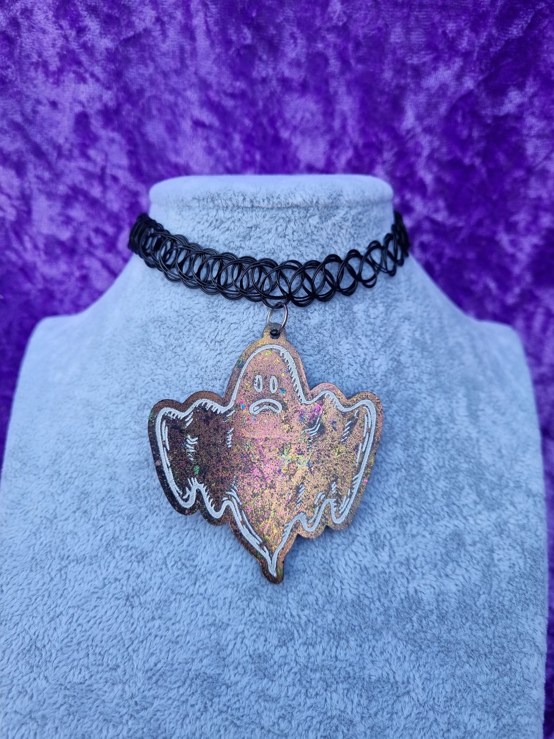 Large Ghost Choker Necklace Halloween Spooky Resin Charm - Etsy