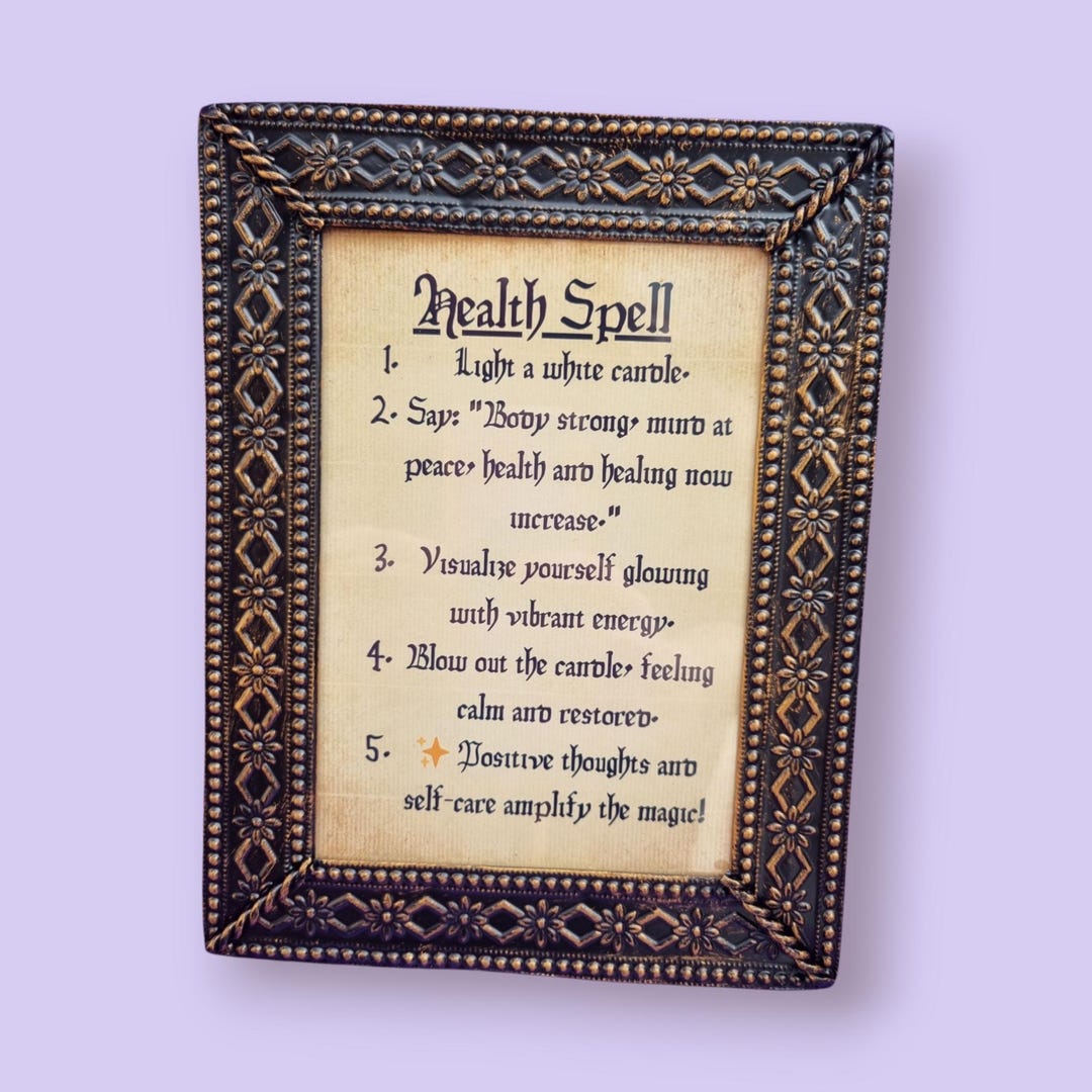 Health Spell | Mystical Metal Spell Frame | Witchy Decor for Altar ...