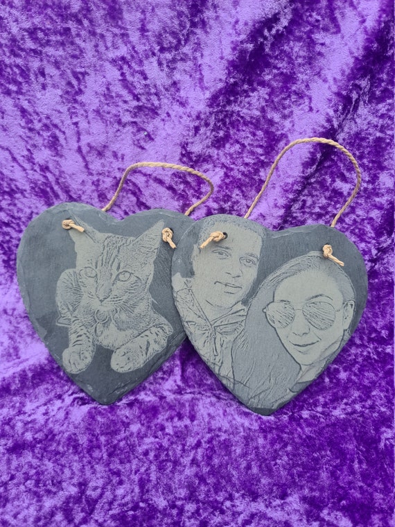 Customised Slate Hearts Hanging Decoration Personalised - Etsy