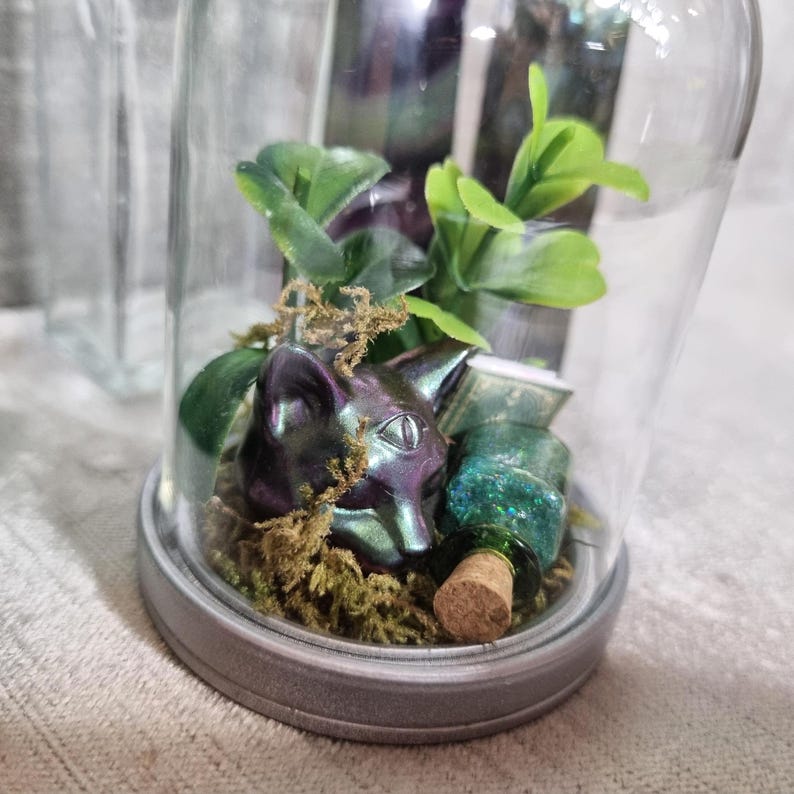 Enchanted Familiar Glass Dome – Whimsical Witch Decor – Magical Cat ...