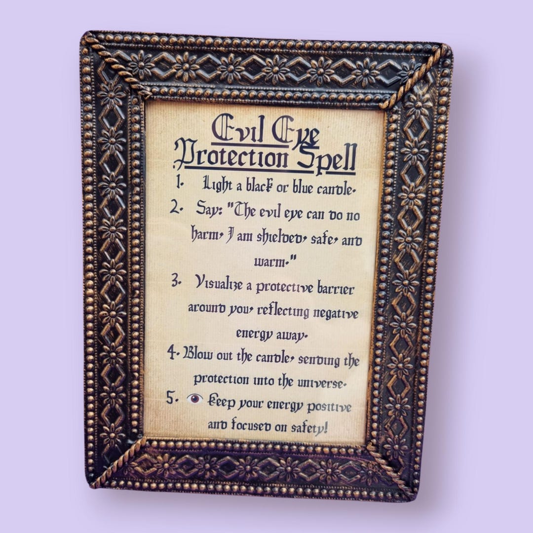 Evil Eye Protection Spell | Mystical Metal Spell Frame | Witchy Decor ...