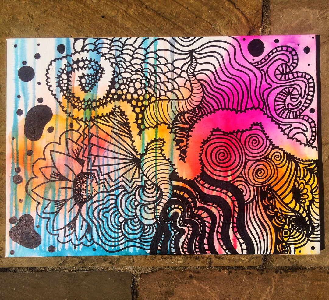 Original Ink and Alcohol Trippy Pattern Doodle Piece - Etsy