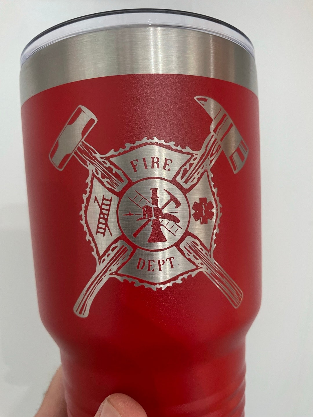 Fireman Tumbler, Fire Fighter Axe and Sledge Cup, Red or Black Powder ...